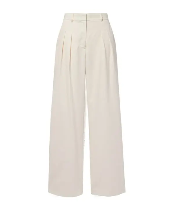 LoveShackFancy High-waisted Wide-leg Pants - White