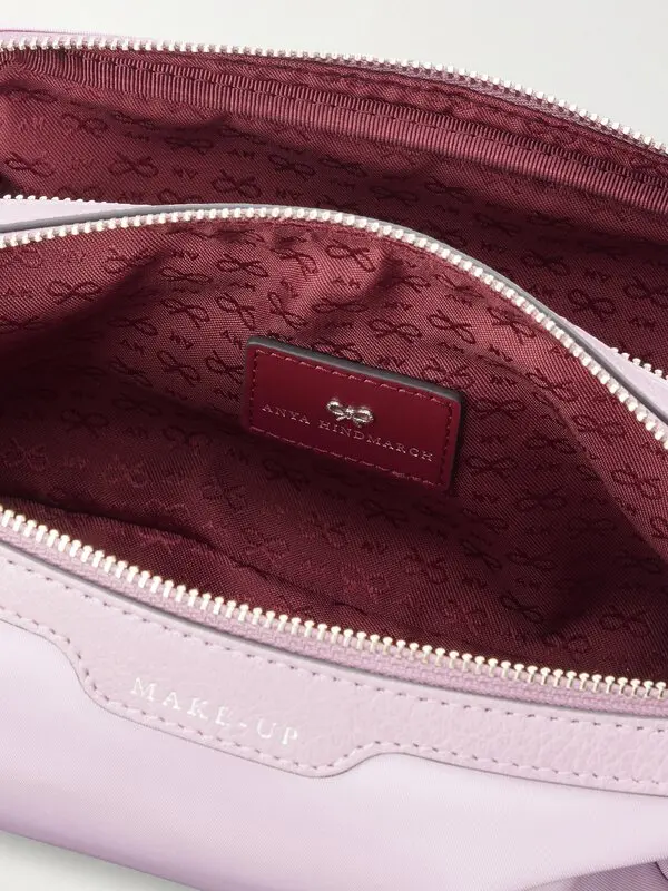 ANYA HINDMARCH Sakura Blossom Leather-trimmed Shell Cosmetics Case