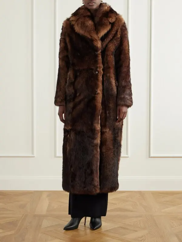 YVES SALOMON Paneled Double-breasted Shearling Coat