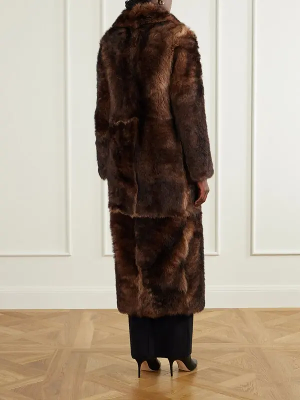 YVES SALOMON Paneled Double-breasted Shearling Coat