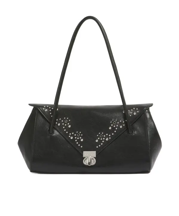 Marni Leather E/w Shoulder Bag With Studs