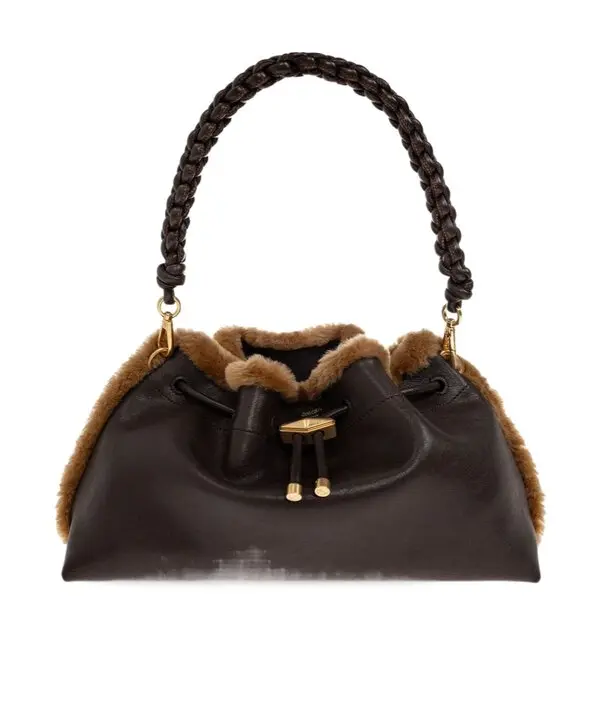 JIMMY CHOO Bon Bon Shearling Bucket Bag