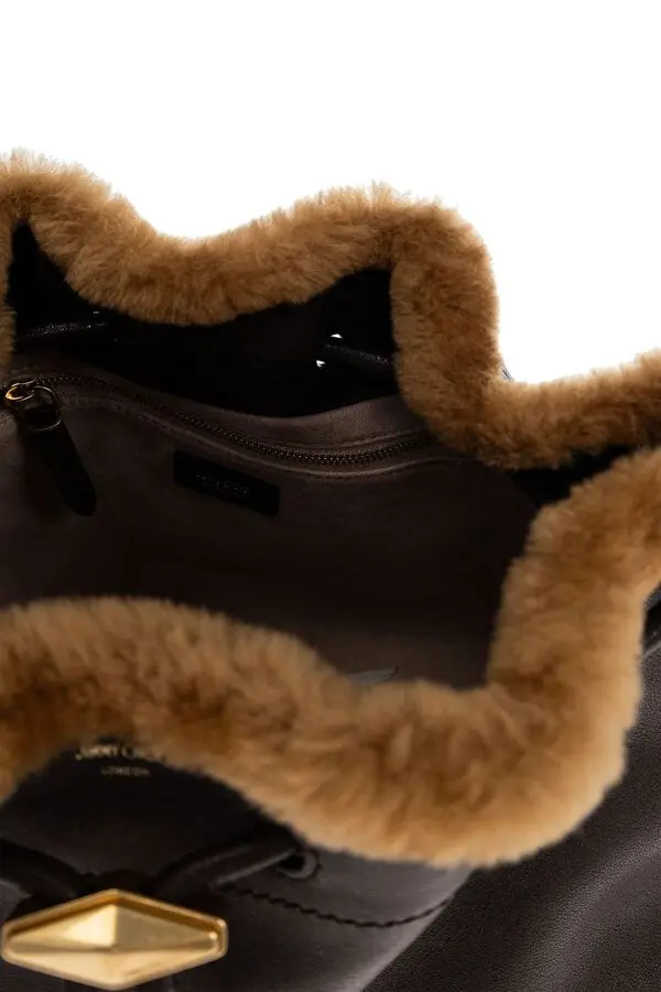 JIMMY CHOO Bon Bon Shearling Bucket Bag