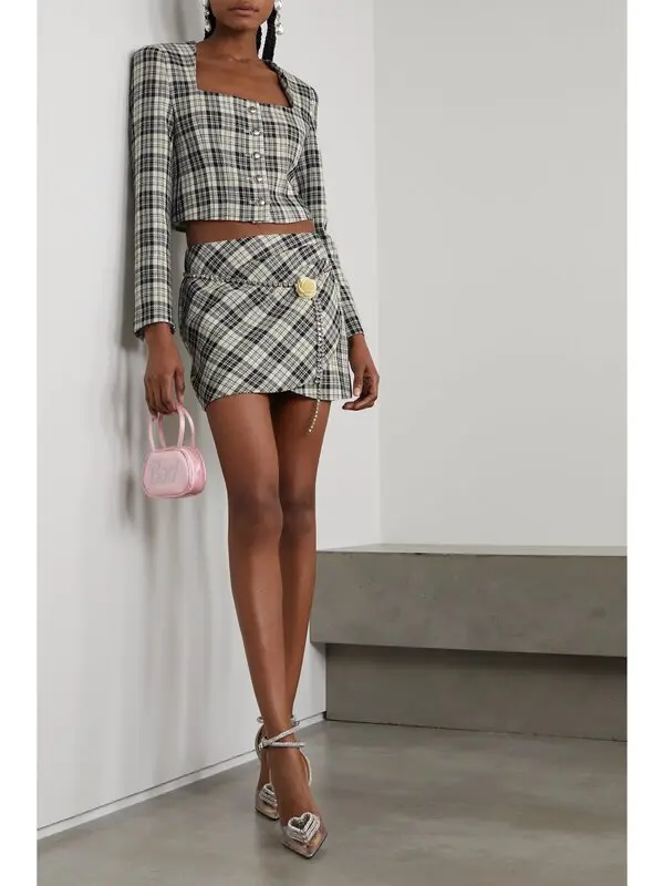 Alessandra Rich Black-and-white Check Short Jacket