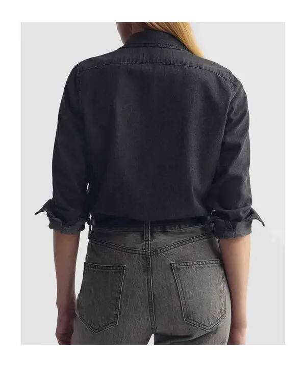 NILI LOTAN Denim Ruffle Shirt