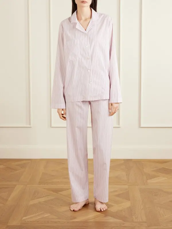TEKLA Striped Organic Cotton Pajama Pants