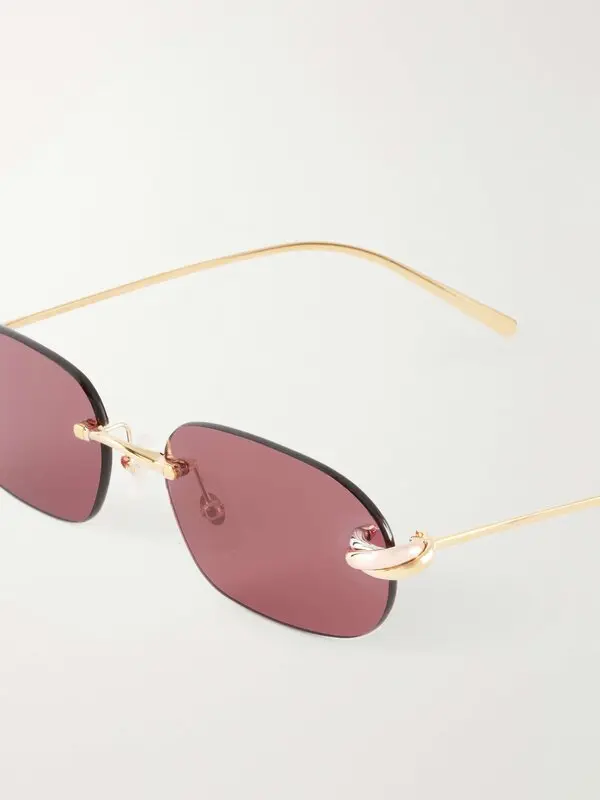 Cartier Trinity De Square-frame Gold-tone Sunglasses