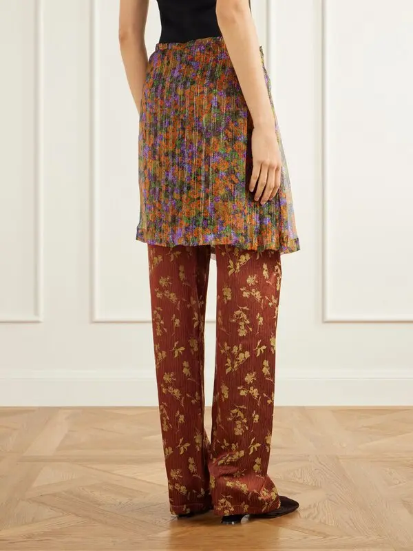Dries Van Noten Floral Double-layered Pants