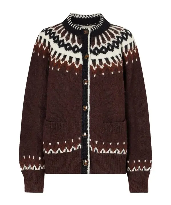 DÔEN Vintage Pattern Cardigan - Black