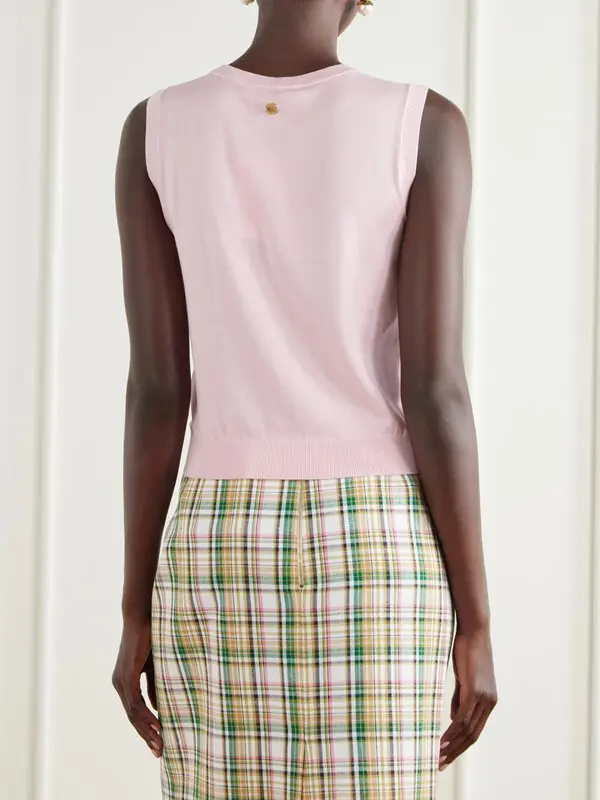 Carolina Herrera Ribbed Silk And Cotton-blend Vest
