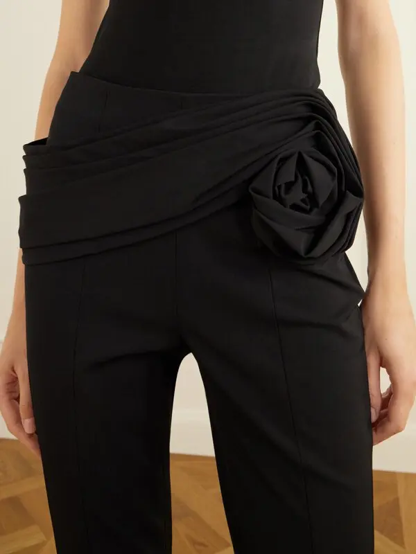 Carolina Herrera Gathered Wool-blend Twill Straight-leg Pants