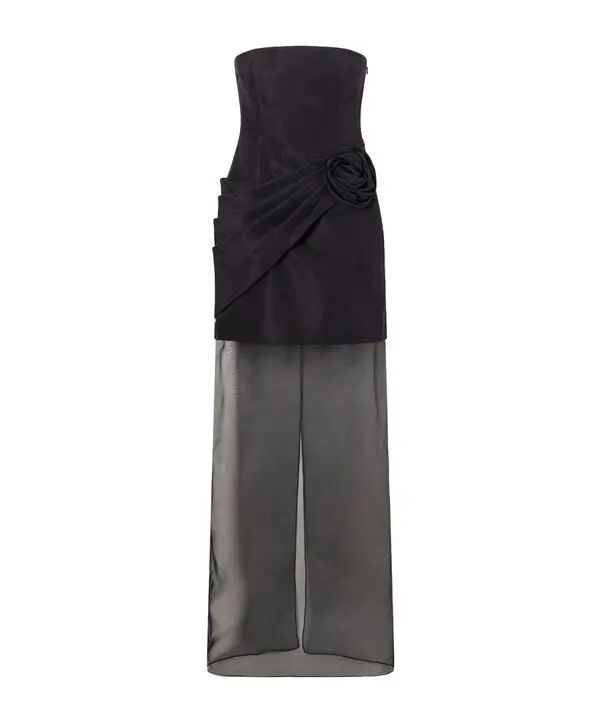 Carolina Herrera Organza-trimmed Silk-faille Gown - Black