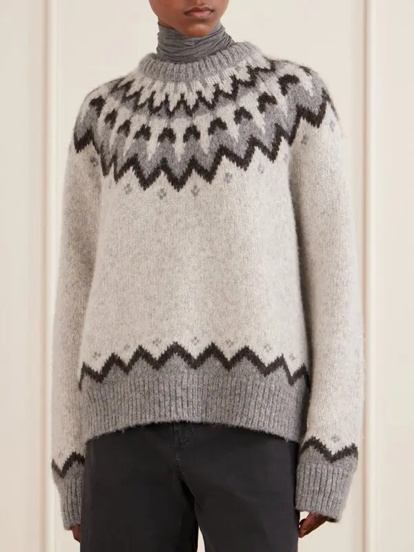 NILI LOTAN Intarsia-knit Wool And Alpaca Blend Sweater