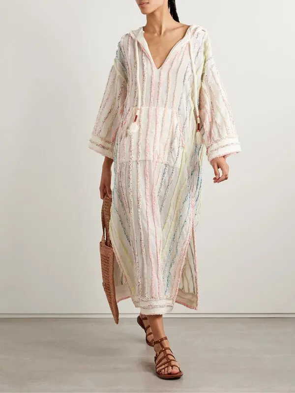 Zimmermann Striped Hooded Loose Cotton Tunic
