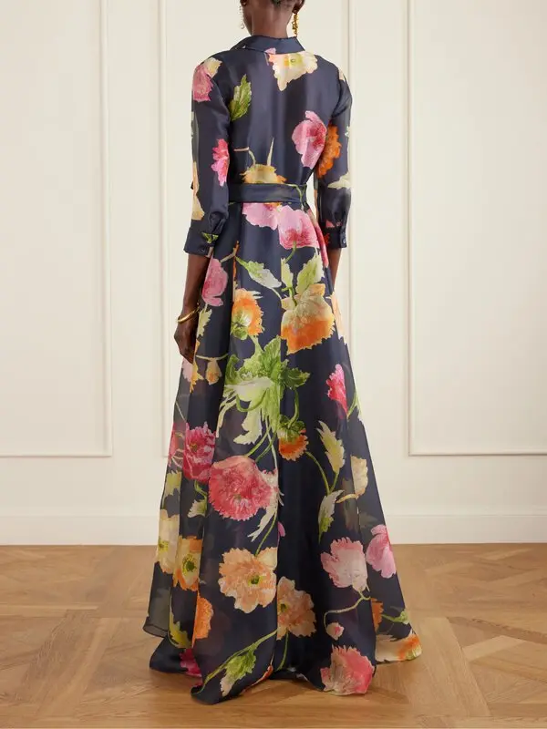 Carolina Herrera Poppy Print Long Dress