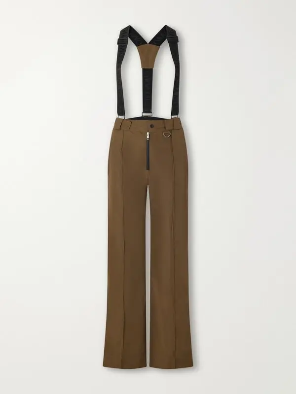 YVES SALOMON Suspender Pintucked Shell Flared Ski Pants - Green