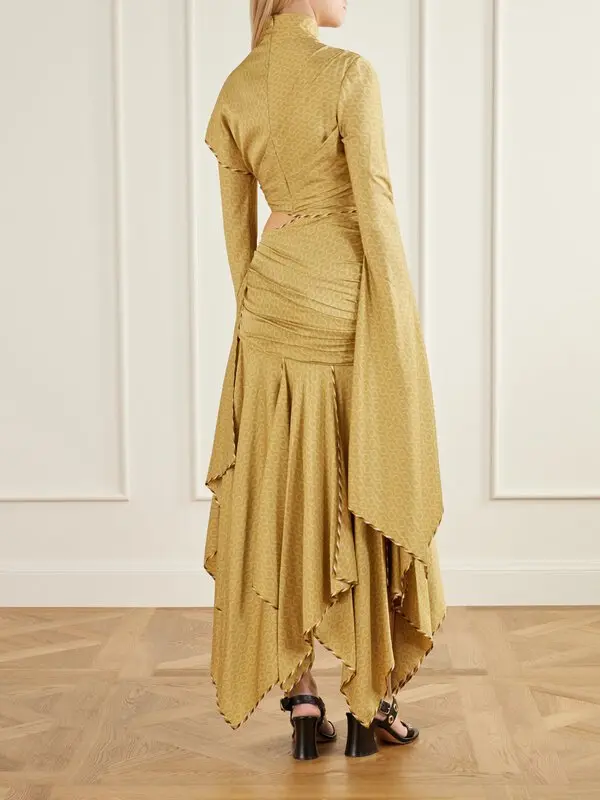 Zimmermann Knotted Draped Printed Silk-blend Maxi Dress