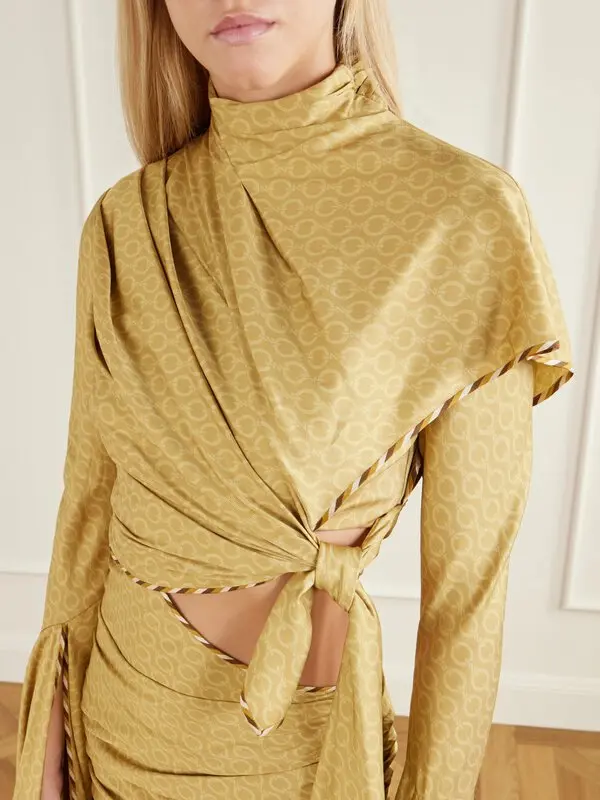 Zimmermann Knotted Draped Printed Silk-blend Maxi Dress