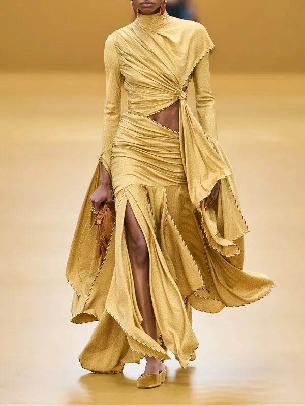 Zimmermann Knotted Draped Printed Silk-blend Maxi Dress