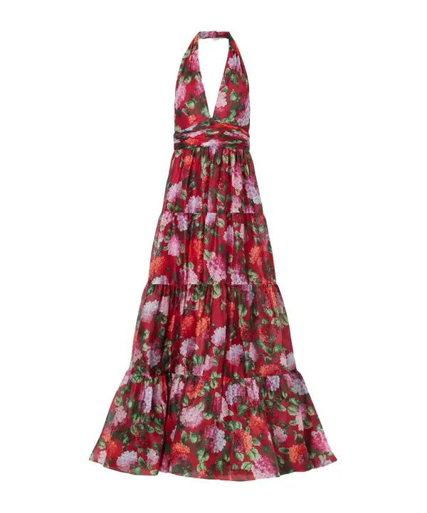Carolina Herrera Silk Halterneck Gown - Red