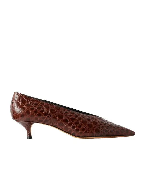 Le Monde Beryl Croc-embossed Low-heel Shoes