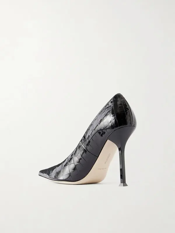 CHRISTEN Helix 95 Croc-effect Patent Leather Pumps