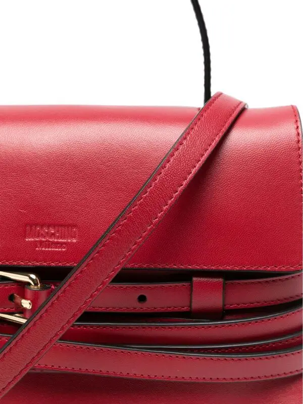 Moschino Belt-detail Leather Tote Bag - Red