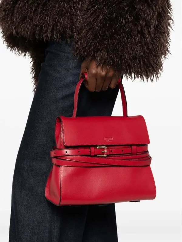 Moschino Belt-detail Leather Tote Bag - Red