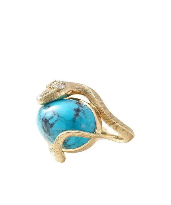 OLE LYNGGAARD COPENHAGEN 18-karat Gold, Turquoise And Diamond Ring - Blue