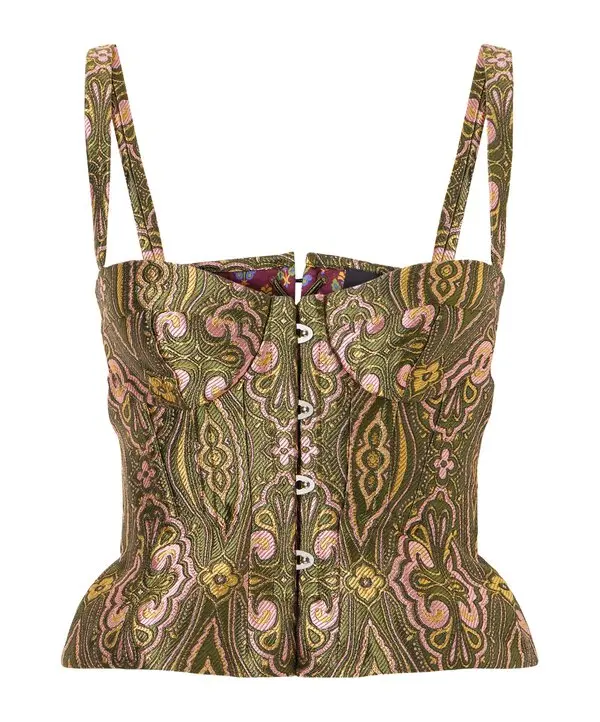 Etro Floral Paisley-print Jacquard Bustier Top