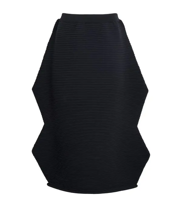 Issey Miyake Zig Zag Knit Midi Skirt - Black