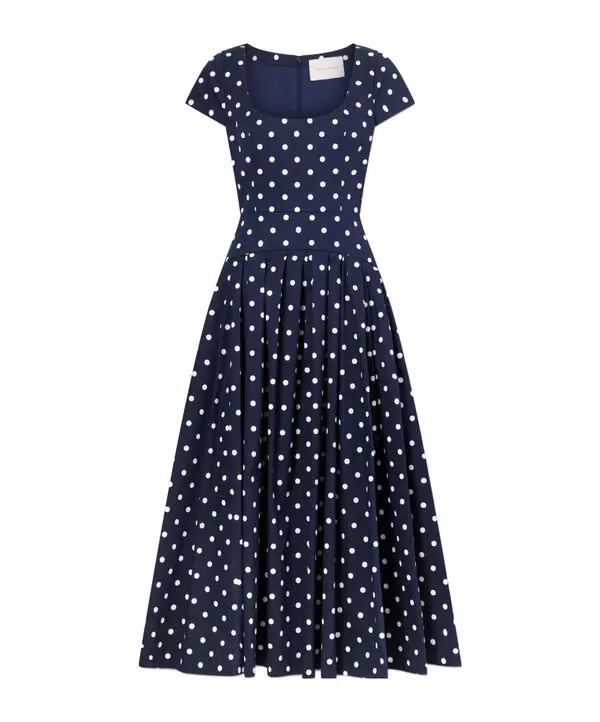 Carolina Herrera Polka-dot Scoop-neck Midi Dress