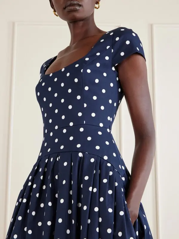 Carolina Herrera Polka-dot Scoop-neck Midi Dress