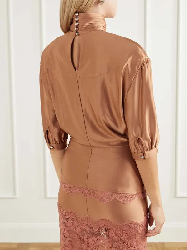 Rabanne Stretch-satin Turtleneck Blouse