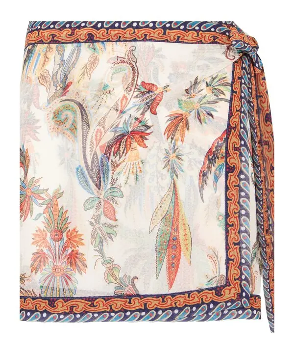 Etro Printed Voile Mini Wrap Skirt - No