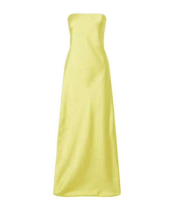 Norma Kamali Bias Strapless Satin Gown - Yellow