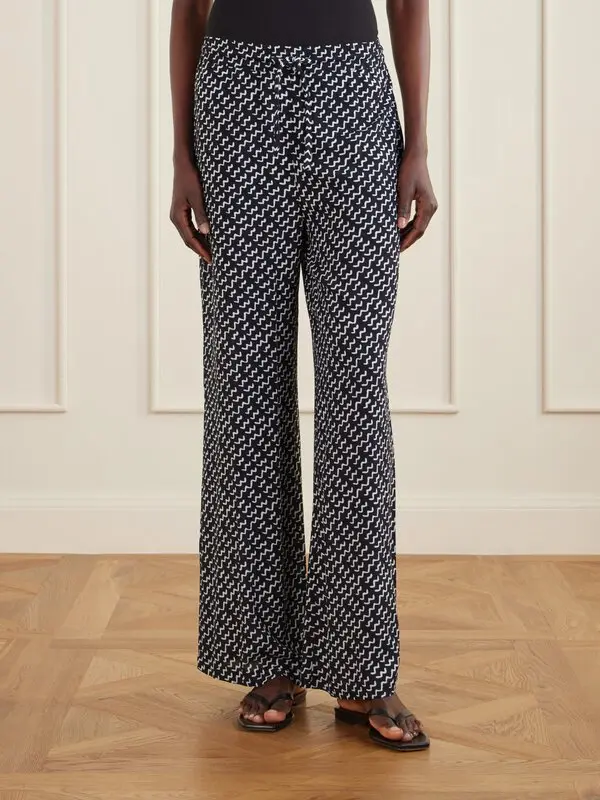 DONDE ESTEBAN Estrellitas Y Olas Printed Woven Straight-leg Pants