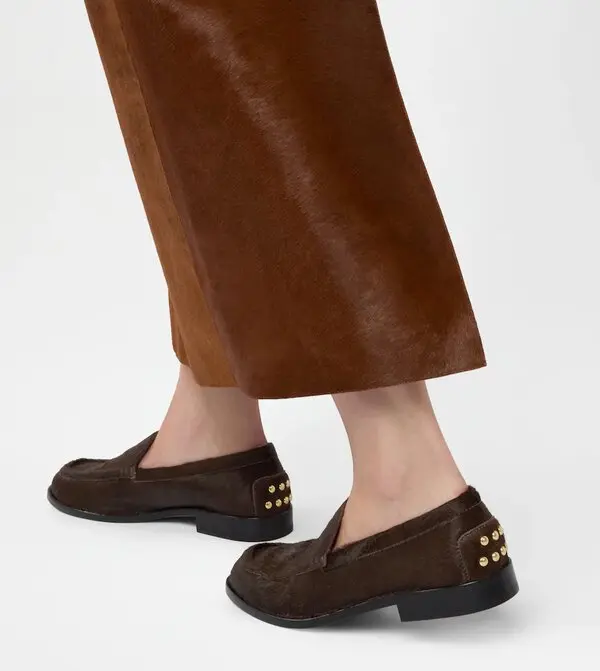 TOD'S Metal Dots Loafers In Pony Effect Leather - Brown
