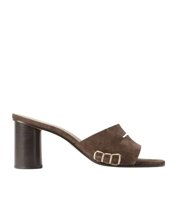 J.W.ANDERSON Loafer Whipstitched Suede Mules - Brown