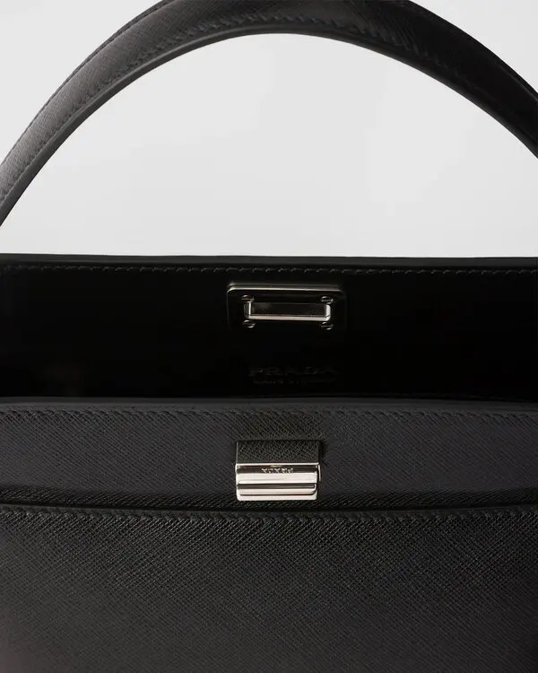 Prada Mini Avoir Saffiano-leather Tote Bag - Black
