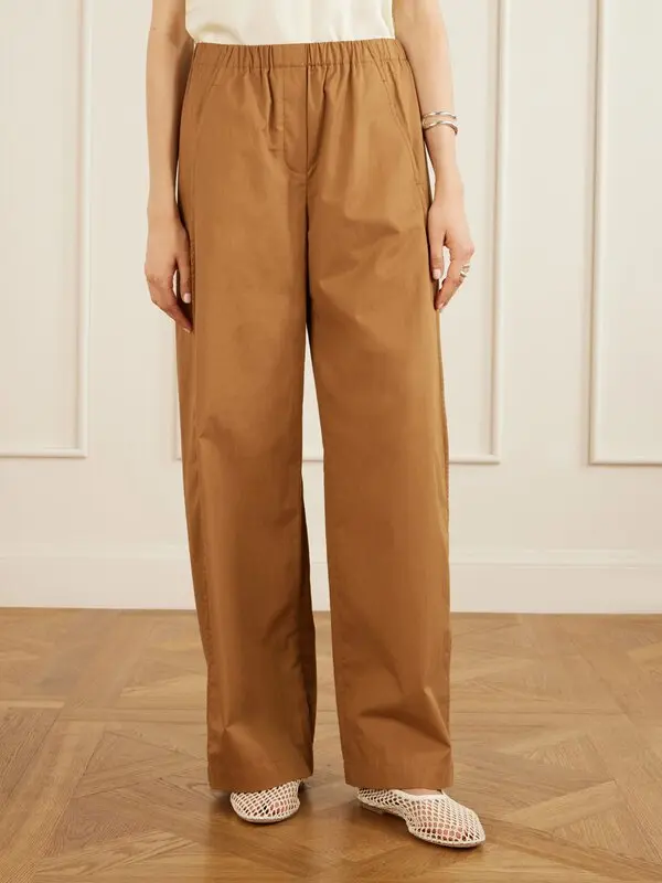 Theory Cotton-poplin Wide-leg Pants