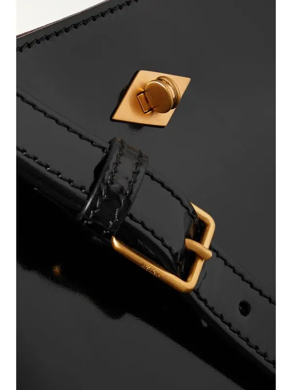 METIER Stowaway Glossed-leather Shoulder Bag