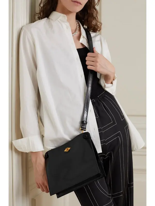 METIER Stowaway Glossed-leather Shoulder Bag