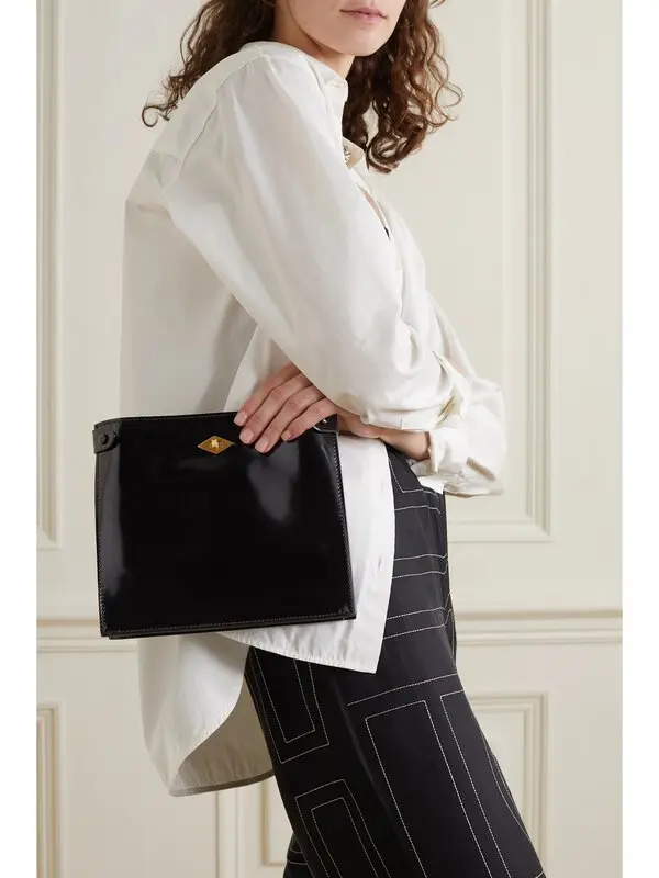 METIER Stowaway Glossed-leather Shoulder Bag