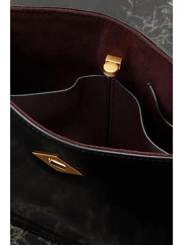 METIER Stowaway Glossed-leather Shoulder Bag