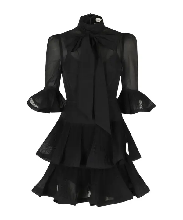 Zimmermann Pleated Sleeved Mini Dress