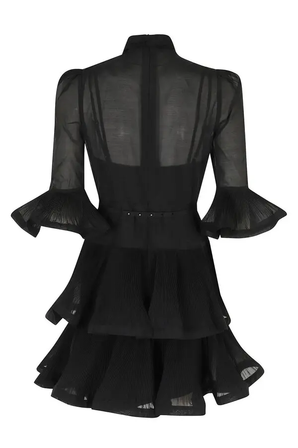 Zimmermann Pleated Sleeved Mini Dress