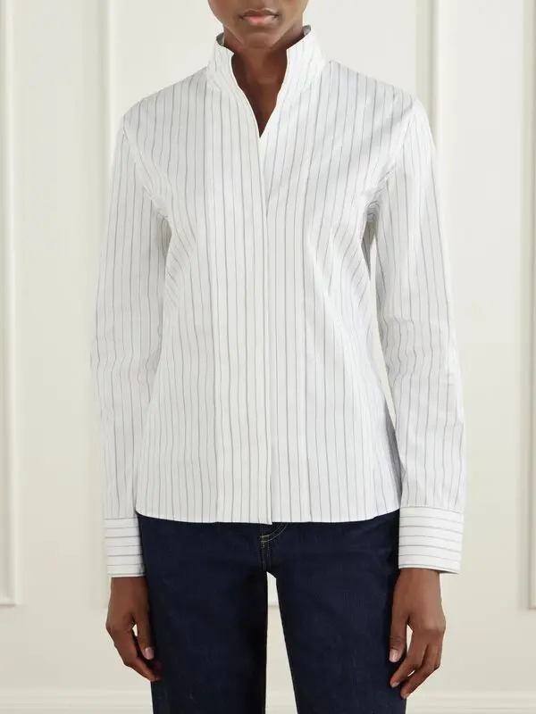 Theory Striped Cotton-blend Poplin Shirt - No