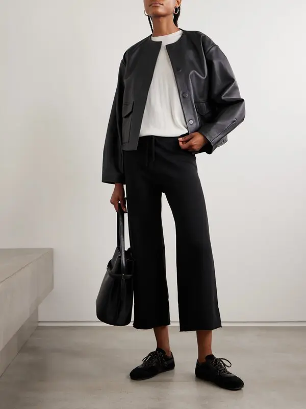 NILI LOTAN Drawstring Cropped Track Pants
