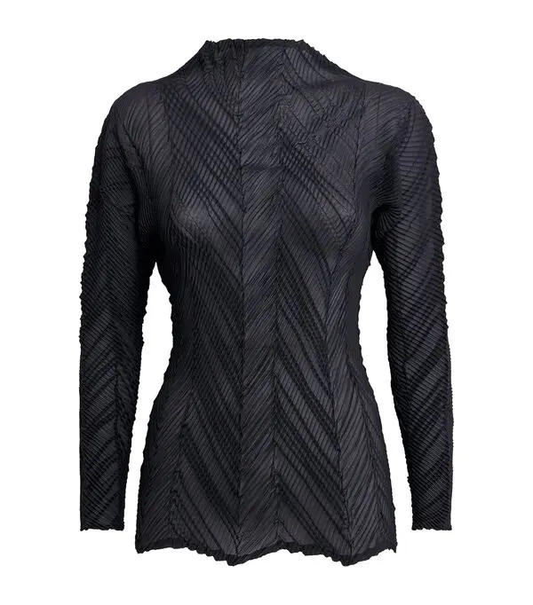 Issey Miyake Zigzag Pleats High-neck Top